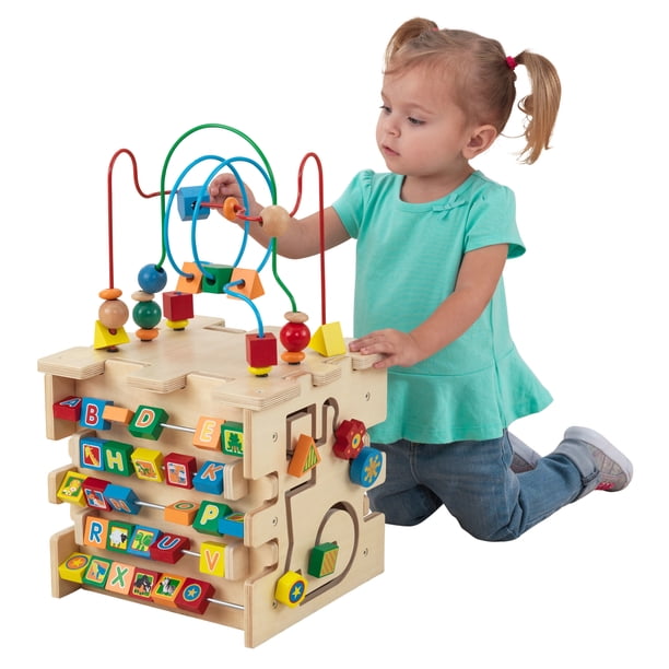 KidKraft Deluxe 5-Sided Wooden Activity Cube Teaches Shapes, Colors ...
