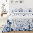 Blue Flowers Comforter Set California King Size, Spring Watercolor ...