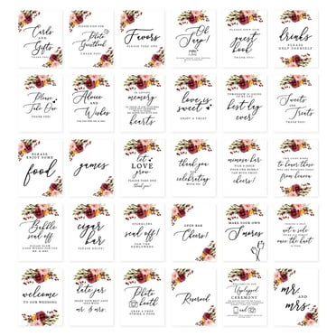 Koyal Wholesale Brush Script Wedding Signs Bundle Set for Ceremony, Reception Decor Signage, 8.5 ...