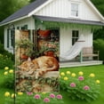 Autumn Cat Garden Flag Double Sided Burlap Yard Banner Floral Home ...