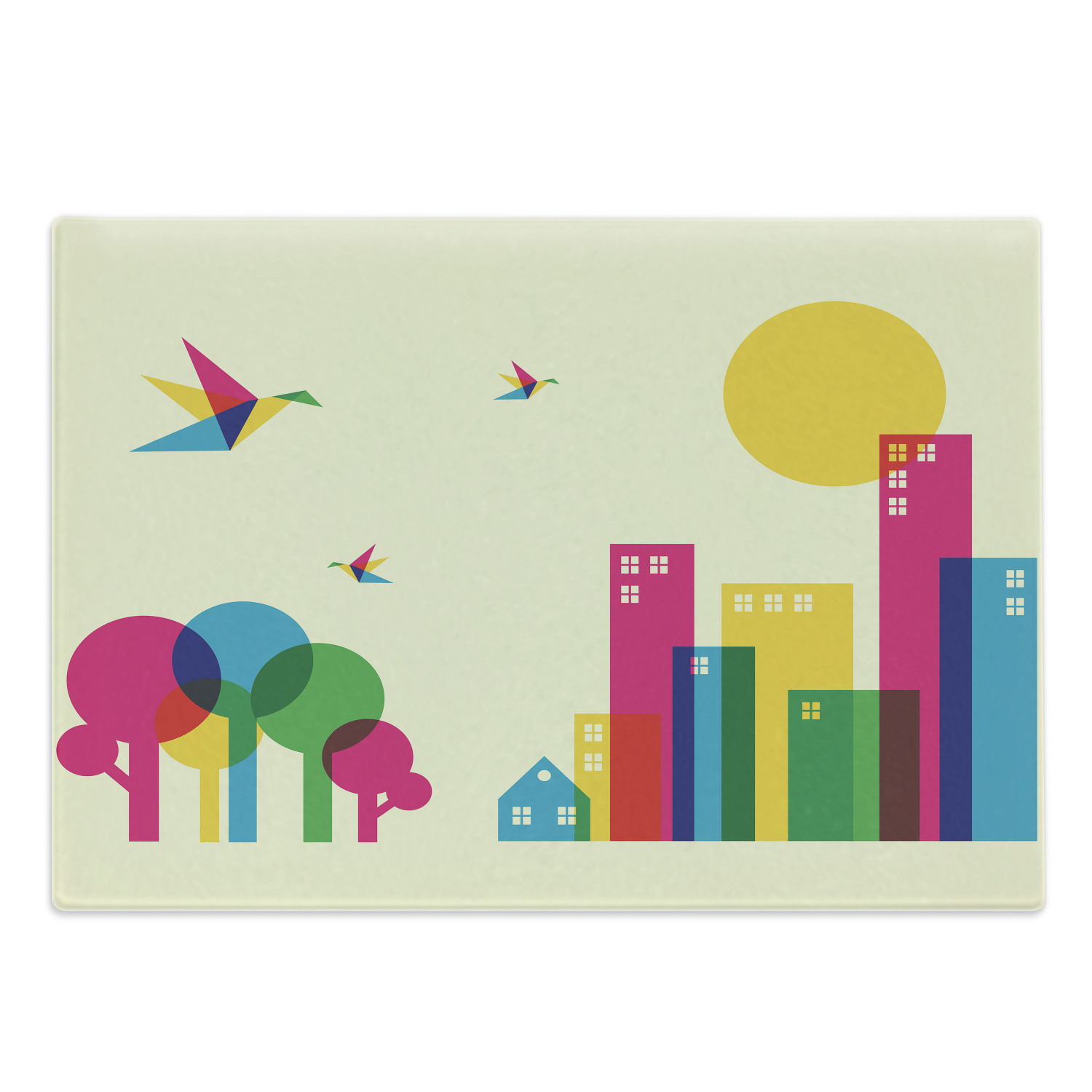 Colorful Cutting Board, Abstract Art Style Flying Origami Hummingbirds ...