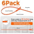 25 Inch Drain Snake, 6 Pack Drain Clog Remover,Sink Snake for Sewer ...