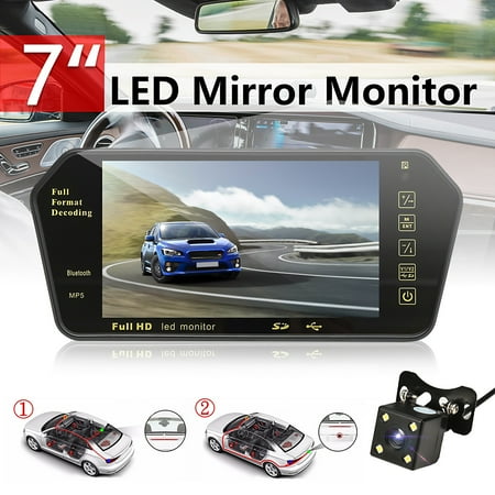 7 inch LED bluetooth Mirror Bluetooth Car Rear View Monitor Backup ...