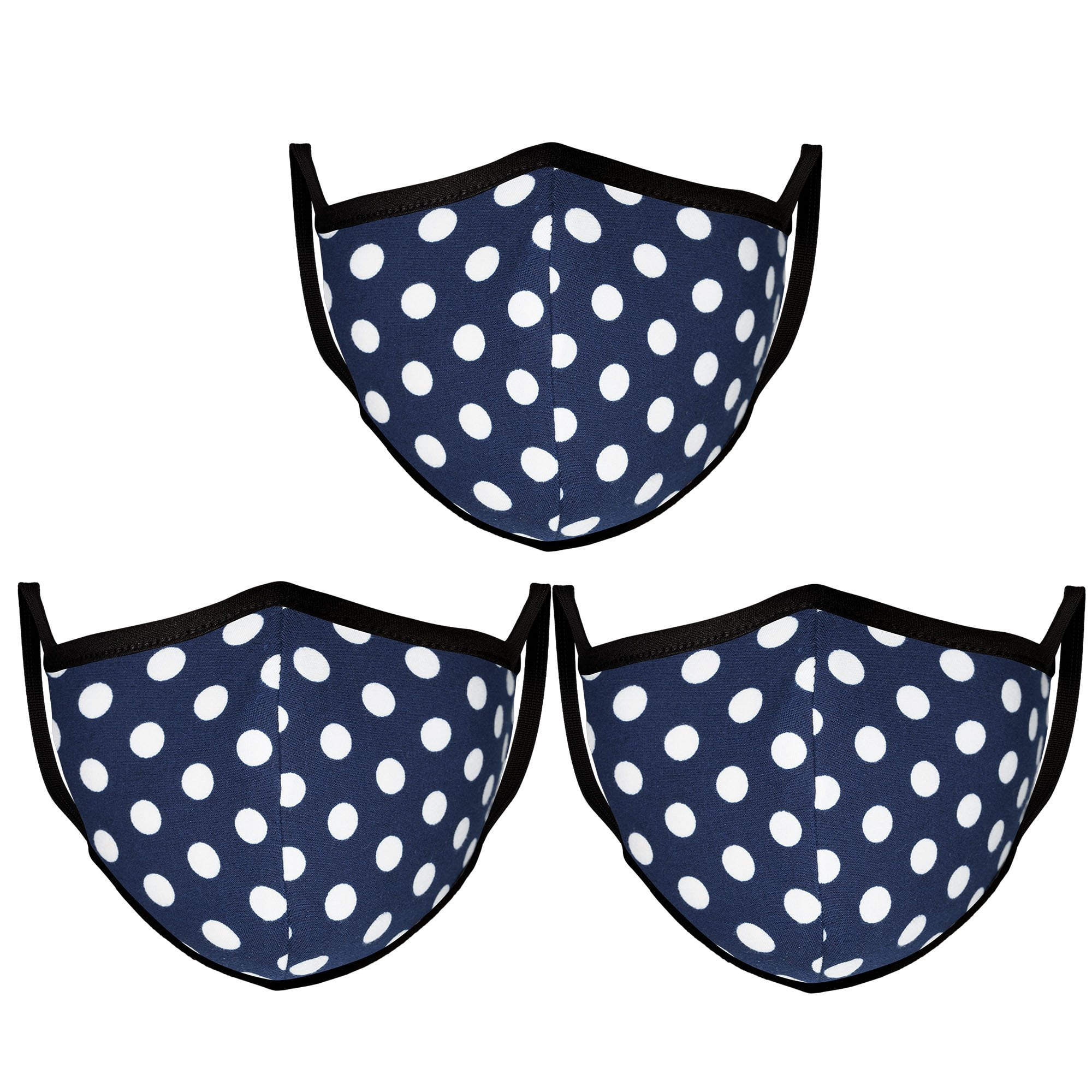 Mason Brand Masks Navy Blue Polka Dot 3 Pack | 100% Cotton | Made in ...