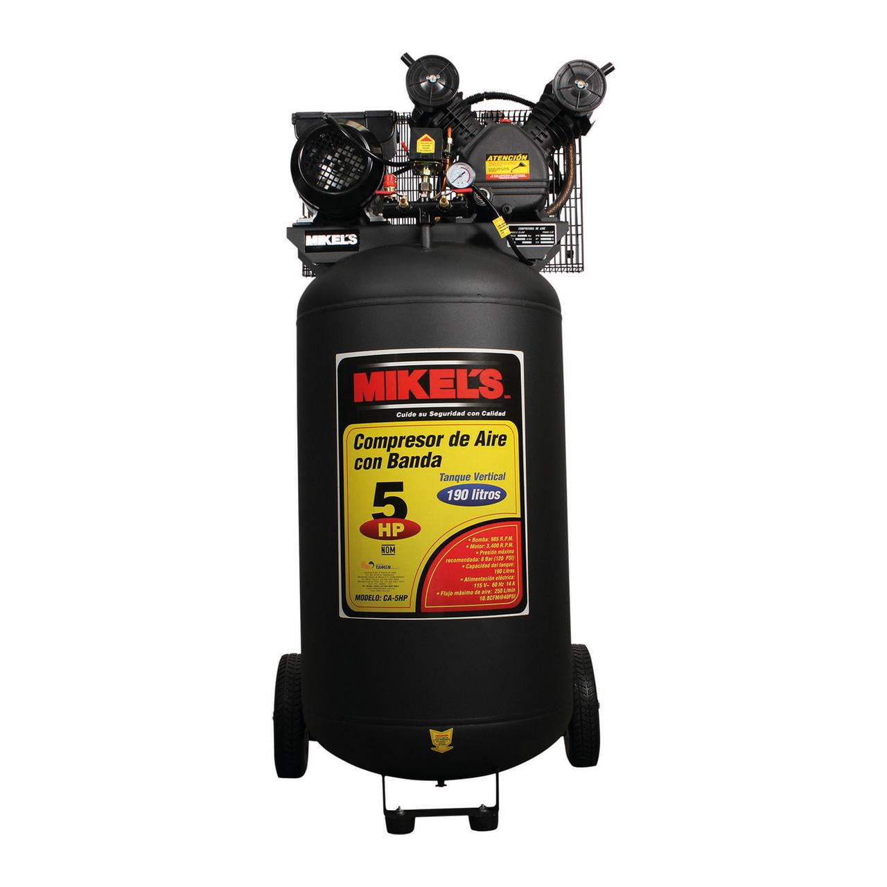 Compresor MIKELS 5 Hp con 2 manómetros capacidad del tanque 190 Litros ...
