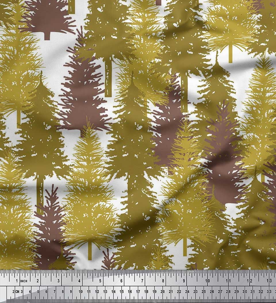 Soimoi Cotton Poplin Fabric Cedar Tree Print Fabric by the Yard 42 Inch ...