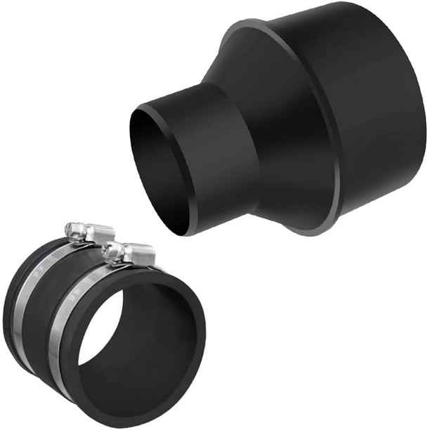 POWERTEC 70349 4" Hose to 2-1/2" Hose Cone Reducer with 2-1/2" Dust ...