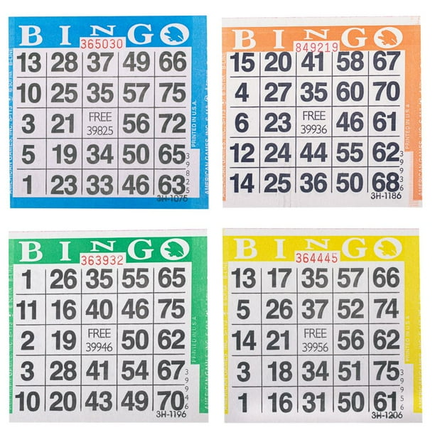 Bingo Paper Game Cards - 1 card - 4 sheets - 100 books per pack ...
