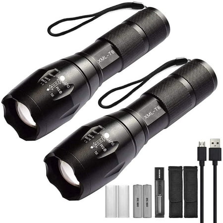 LED Flashlight ， Rechargeable Flashlight 5 Modes Waterproof Zoomable ...