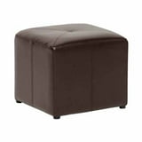 Baxton Studio Pebbles Cube Leather Ottoman - Dark Brown - Walmart.com