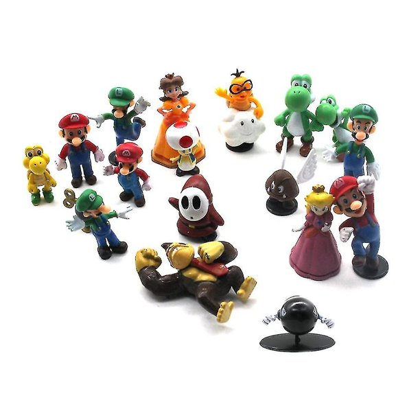 Ppiao 18pcs Super Mario Brothers Action Figures Cartoon Toys Set 18 ...