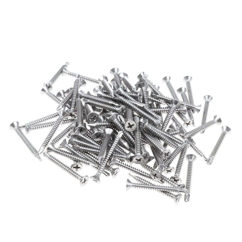 100 Uds. Tornillos de cabeza plana UNC 8 # niquelados triangular Cola ...