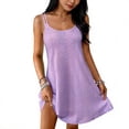 BiZtdJrK Purple Summer Mini Dress for Women Eyelet Double Spaghetti ...