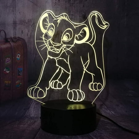 axGear The Lion King Simba Night Light 3D LED Visual Lamp RGB 7 Colors ...