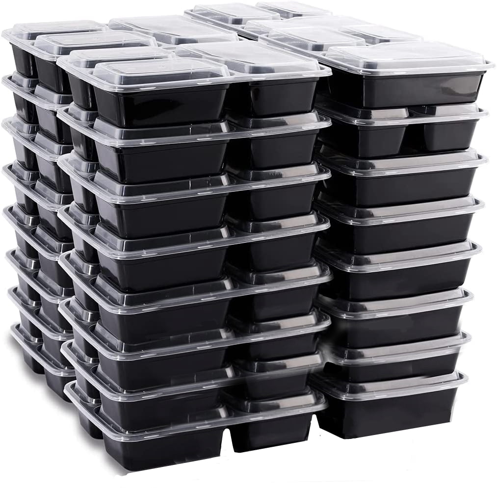 FungLam 3 Compartment Food Prep Containers with Lids, Divided Food ...