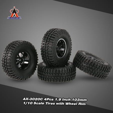 4Pcs AUSTAR AX-3020C 1.9 Inch 103mm 1/10 Scale Tires with Wheel Rim for ...