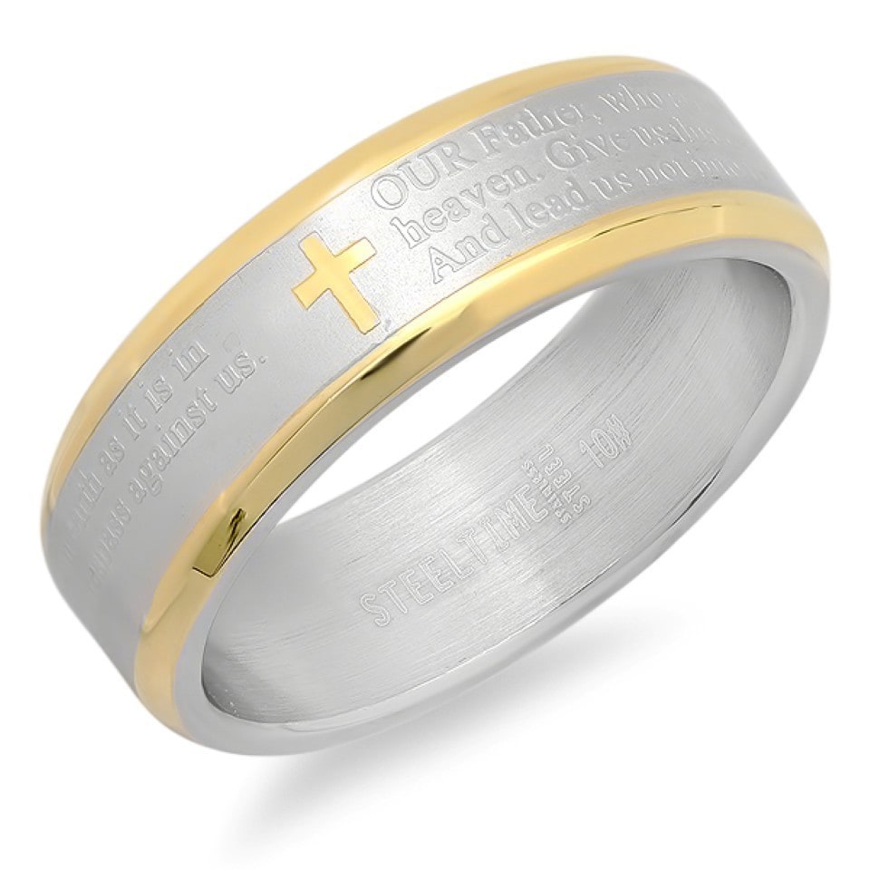 Steeltime Men's Two-tone 'Our Father' Prayer Ring 9 - Walmart.com