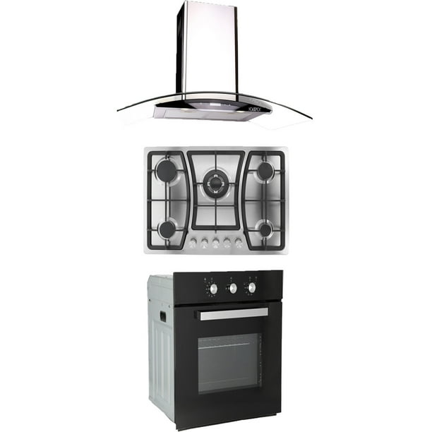 Combo Campana 90cms Cristal Curvo Tipo Pared Control Digital y Parrilla ...