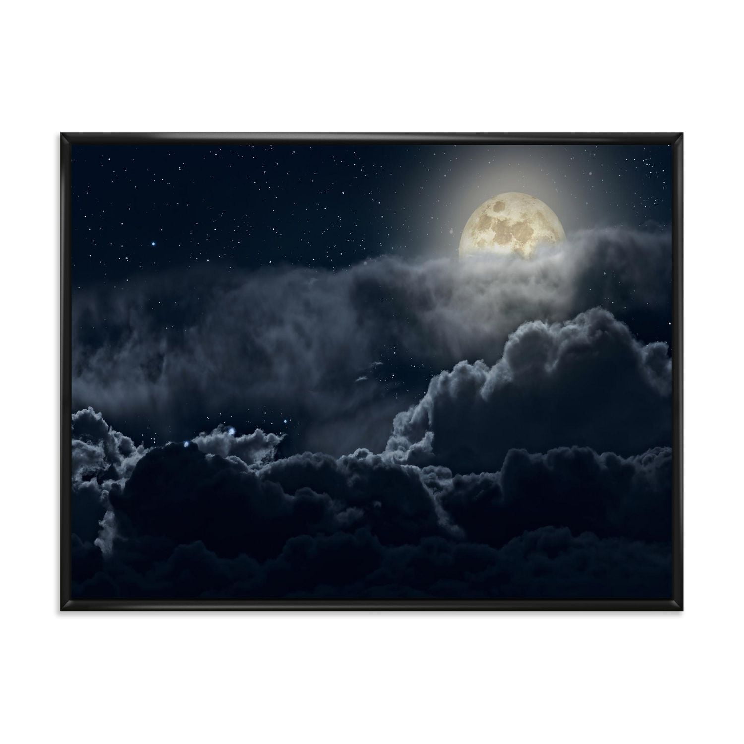 Click here for Designart Cloudy Full Moon Night Float Frame Wall... prices