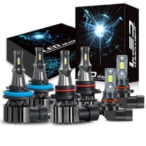 Quayub H7 LED Headlight High Low Beam + H11 Fog Light Bulbs Combo 6500K ...