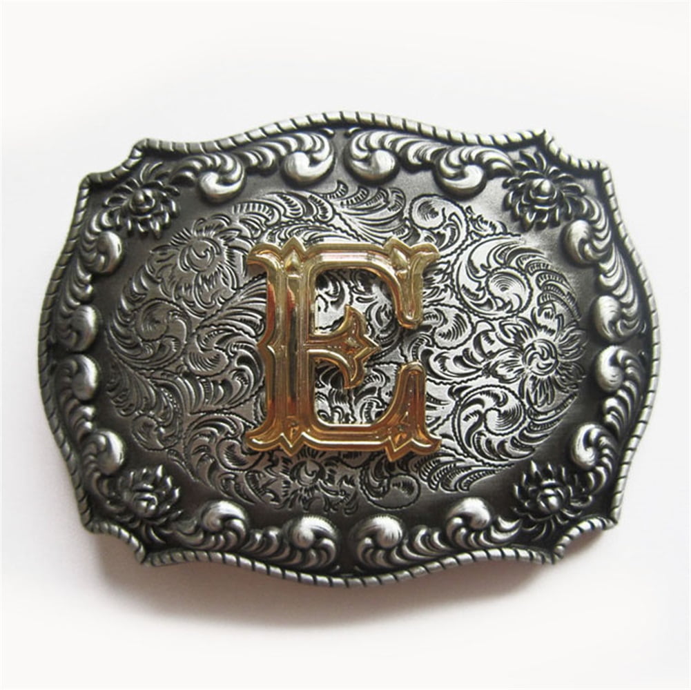 Antique Brushed Silver Initial Letter E Cowboy Cowgirl Western Belt ...