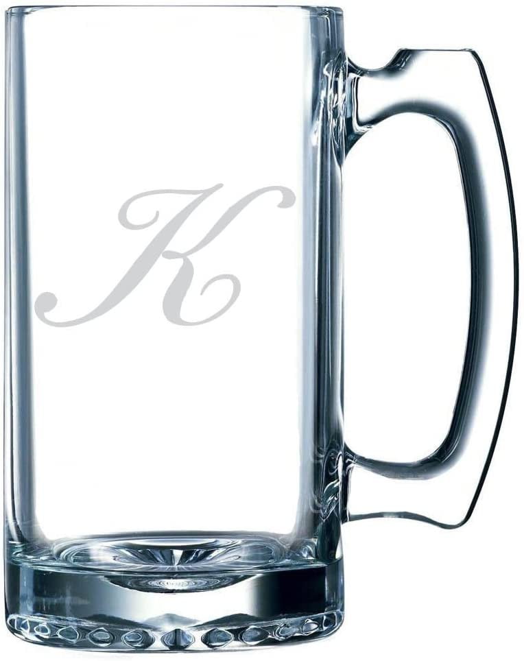 Bix Script Etched Monogram 25oz Libbey Sports Beer Mug Letter K ...