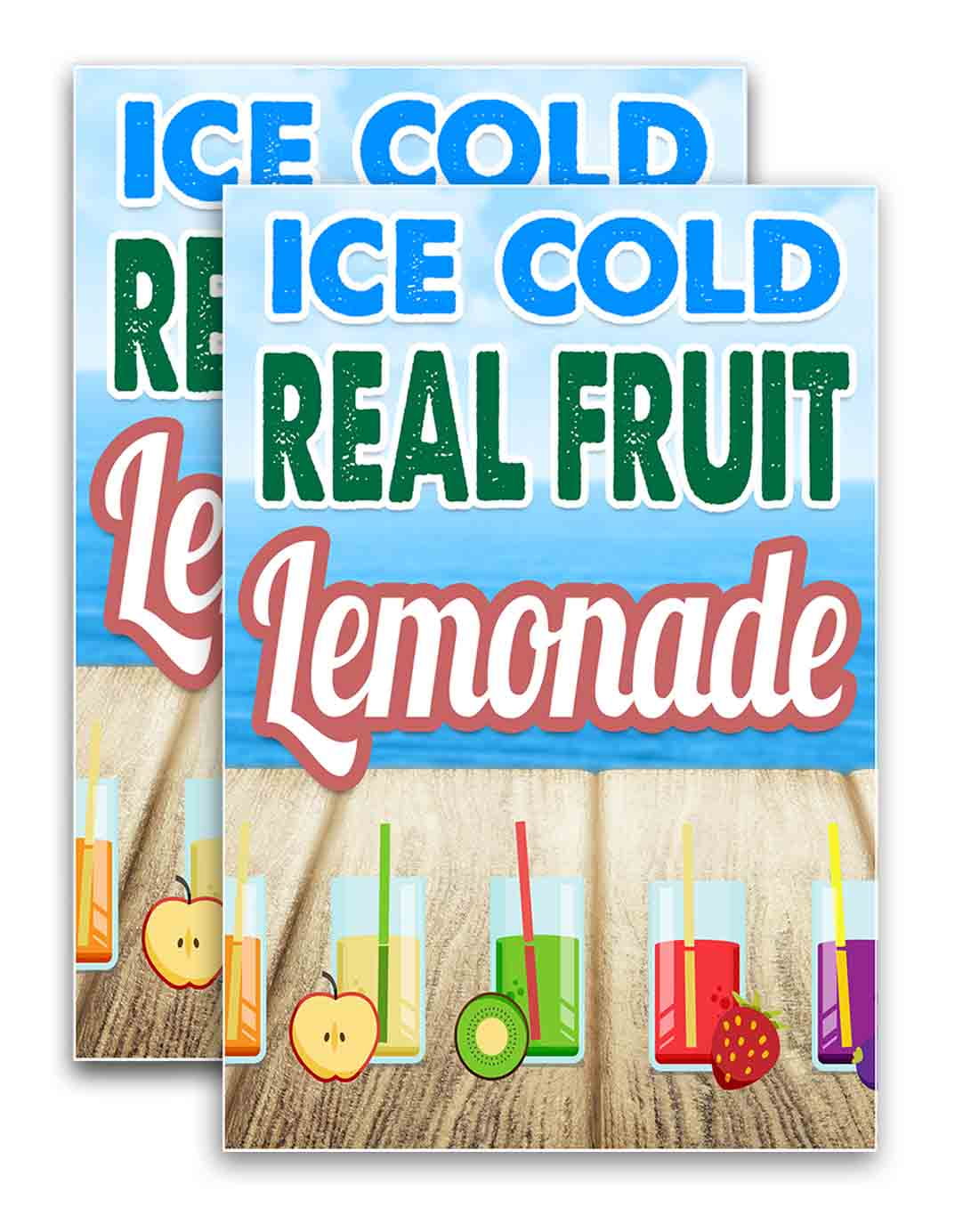 Real Fruit Lemonade (24" X 36") Vinyl Decal Only (Pack of 2) |Sign ...