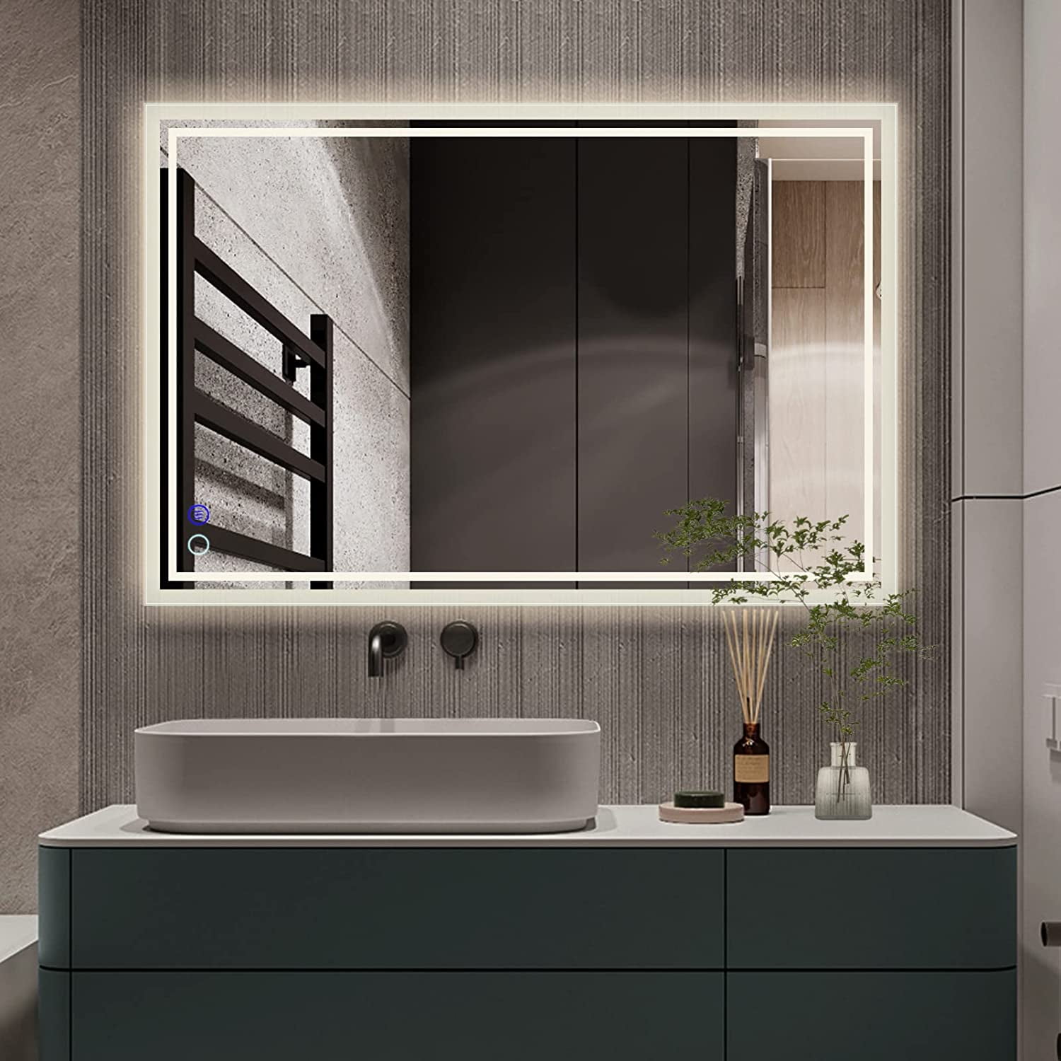 SHMAMT 24 x 32 LED Backlit Mirror Bathroom Vanity with Lights,Anti-Fog ...