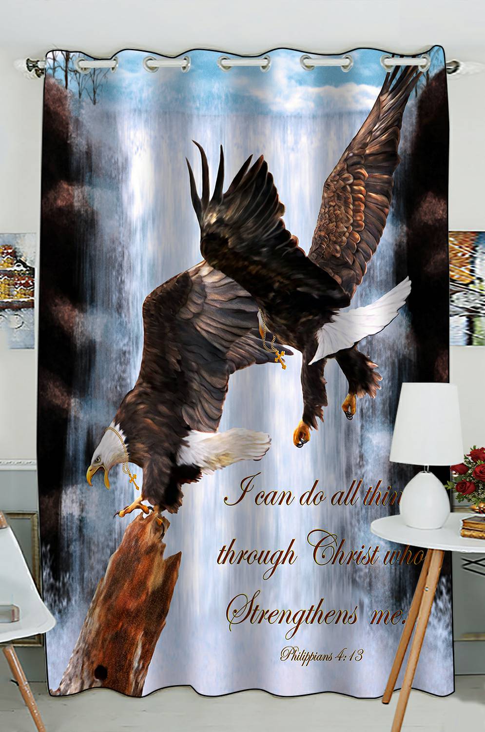 ECZJNT Eagles with Bible Verse Painting Blackout Window Curtain Drapery ...