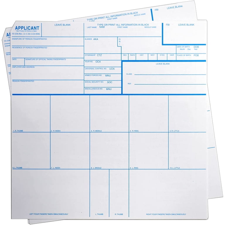 ATF Compliant FD-258 Fingerprint Cards Walk-Through Guide, 49% OFF