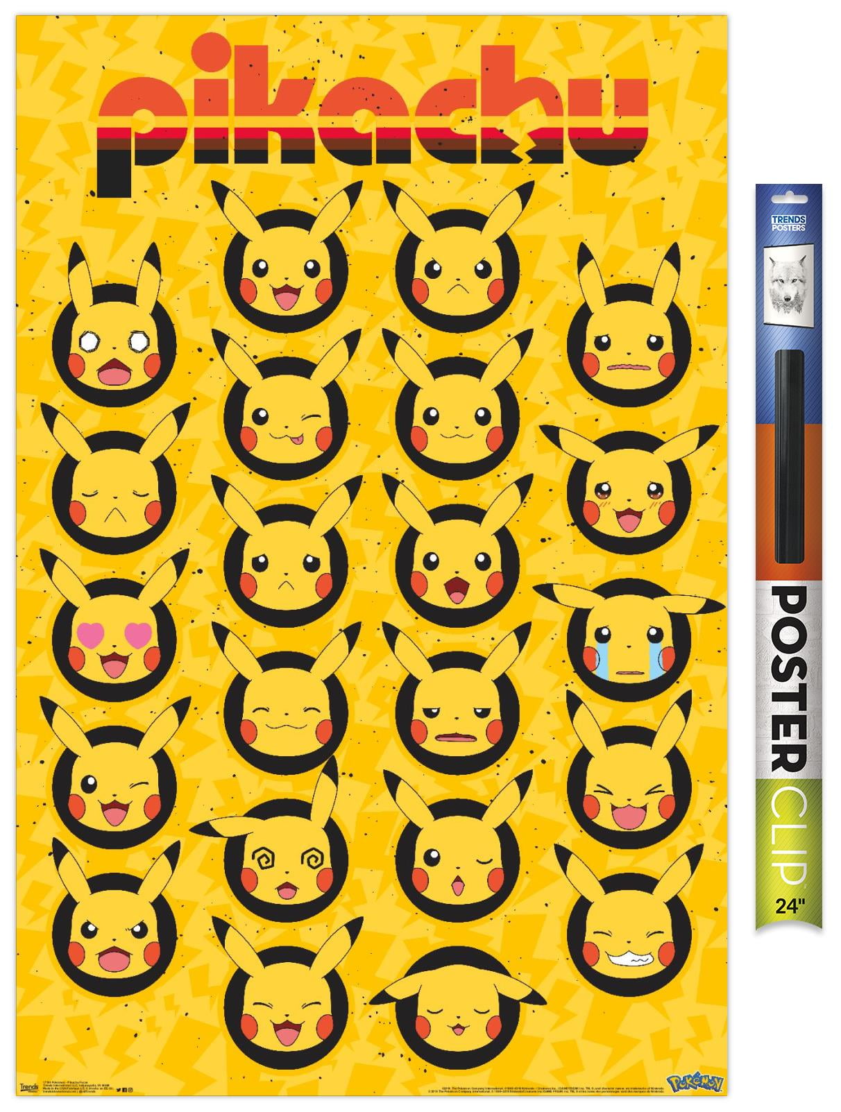 Pokémon - Pikachu Faces Premium Poster and Poster Clip Bundle - Walmart ...