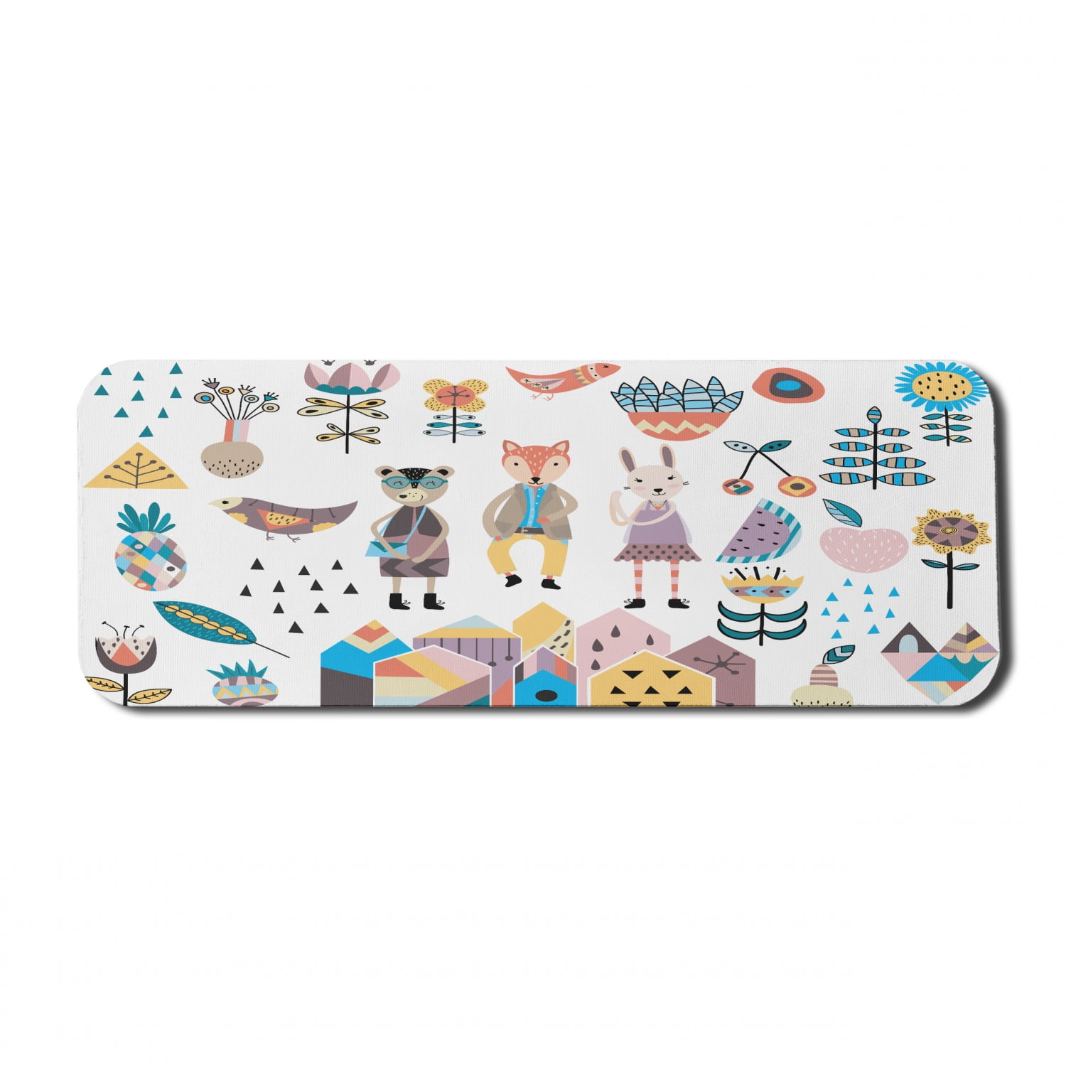 Cartoon Computer Mouse Pad, Hand Drawn Fox Bunny and Bear with Human ...