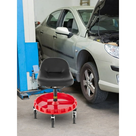 SPECSTAR Adjustable Rolling Garage Stool with Tool Tray, 360° Swivel ...