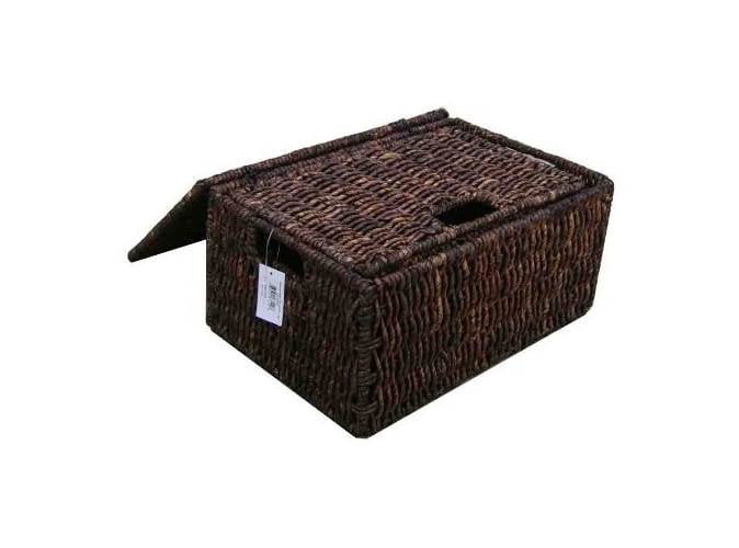 Rectangular Basket w Lid in Rich Walnut Finish - Set of 2 - Walmart.com