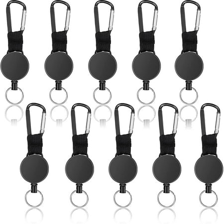 10 Pieces Heavy Duty Retractable Key Chain Retractable Badge Reels with ...