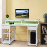 UBesGoo Adjustable Lighted Computer Gaming Desk with 2 Power Outlets ...