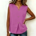 Aezemi Womens Button Front Pleated Tanks, V Neck Sleeveless Blouse ...