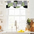 Abstract Art Tie Up Valances Curtain, Green Black Gray Splice ...