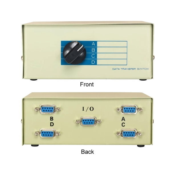 Kentek DB9 Female 4 Way Manual Data Switch Box RS-232 D-Sub 9 Pin I/O ...