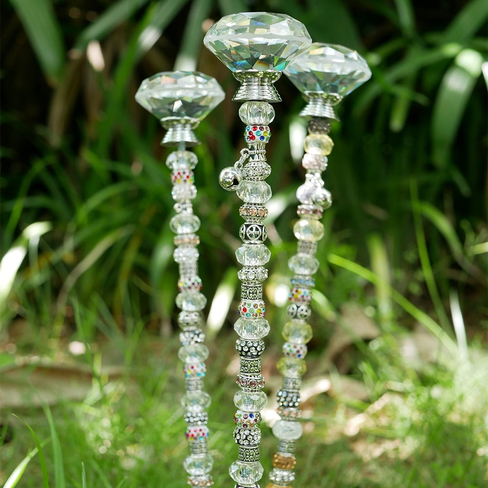 22" Transparent Diamond Beaded Garden Stake 1PC Fairy Wand Decorative ...