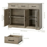 Homfa 42.5'' Kitchen Buffet Sideboard Cabinet with 3 Drawers Farmhouse Barn Doors Wood Coffee ...