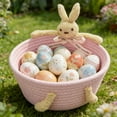 Blanket Basket,Cotton Rope Blanket Basket With Bunny Decoration ...