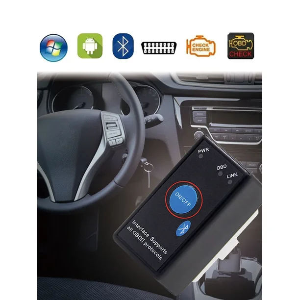 Mini OBD2 Bluetooth 5.0 Scanner with Power Switch for Multi-Brands CAN ...
