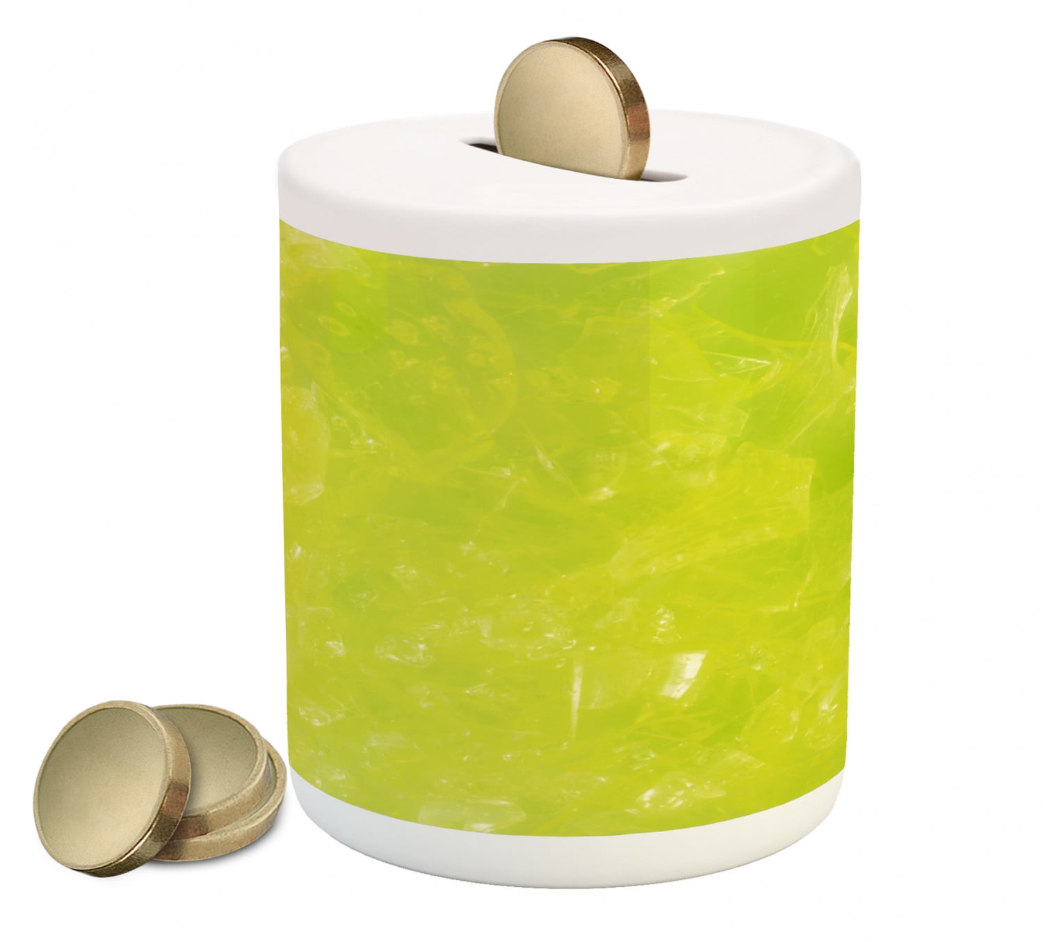 Lime Green Piggy Bank, Grunge Color Background with Scattered Blurry ...