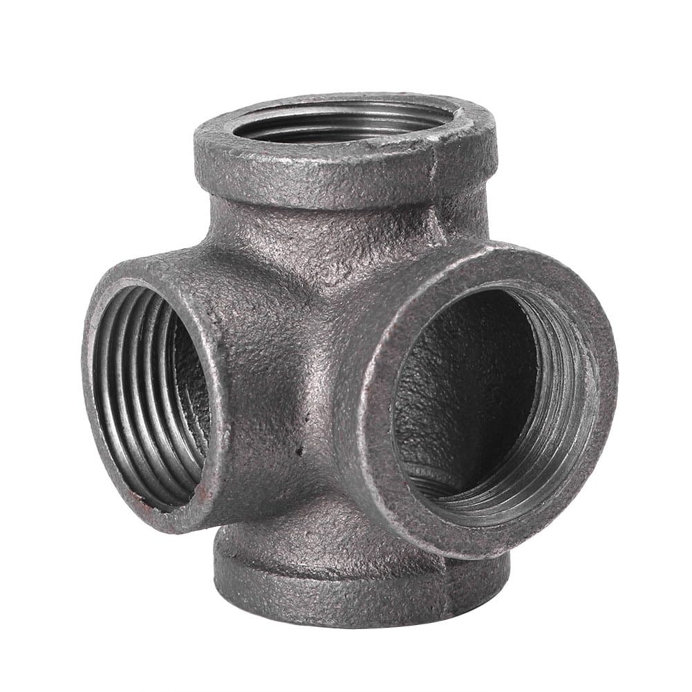 NS 3/4" 4-Way Side Outlet Tee, Industrial Cast Iron Pipe Fitting ...