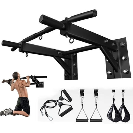 Sfeexun Wall Mounted Pull Up Bar, Multi Chin Up Bar Wall Mount Outdoor ...