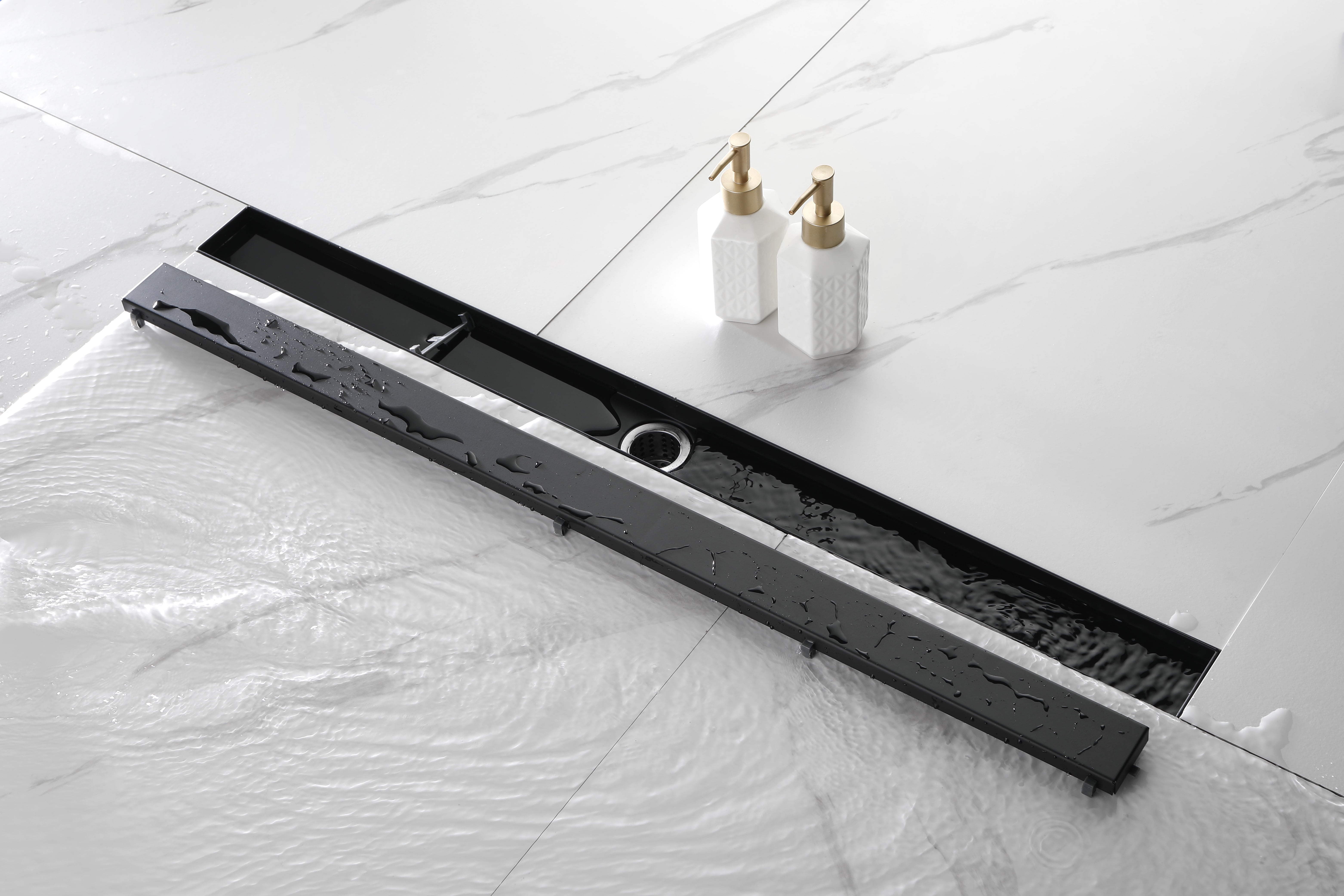 Linear Shower Drain with Removable Quadrato Pattern Grate, 304 ...