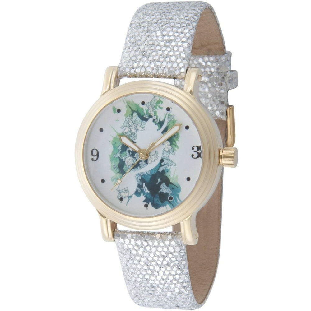 Disney - Princess Ariel Women's Gold Vintage Alloy Watch, Silver ...