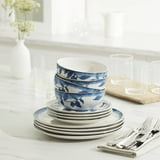 Oneida Entertain 365 12-Piece Aura Blue & White Porcelain Tableware Set ...
