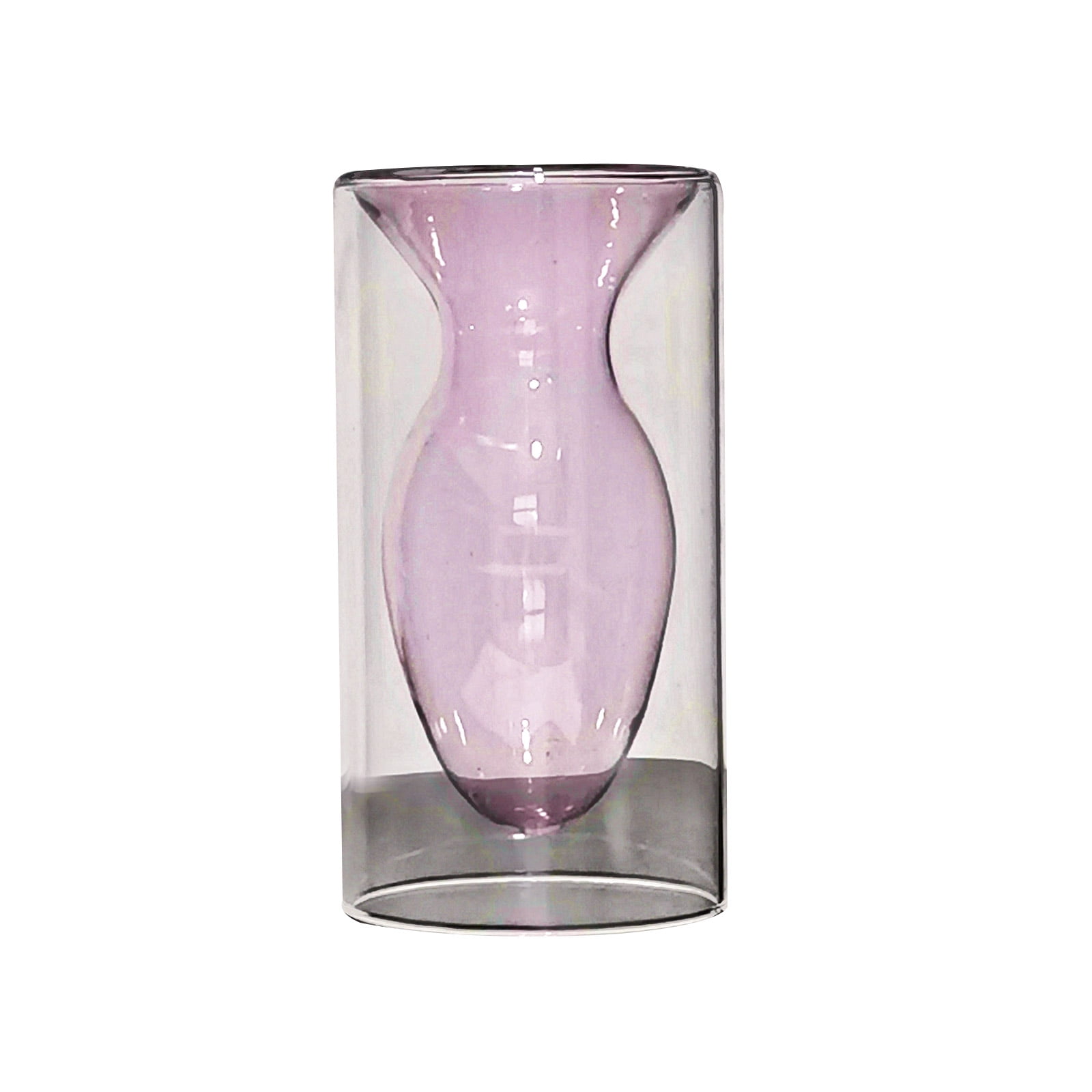 Flower Vase Nordic Double Layer Vase Hydroponic Transparent Glass Vase for Home Office School ...
